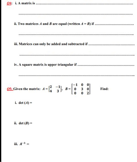 Solved Ii Two Matrices A And B Are Equal Written A B If Chegg Com