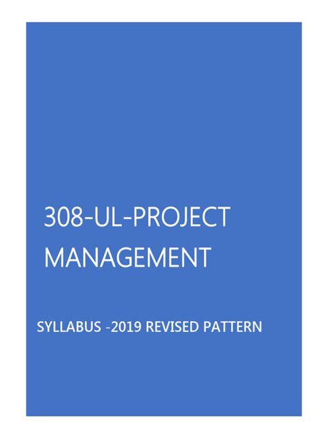 308pmsyllabus Pdf Project Management Business