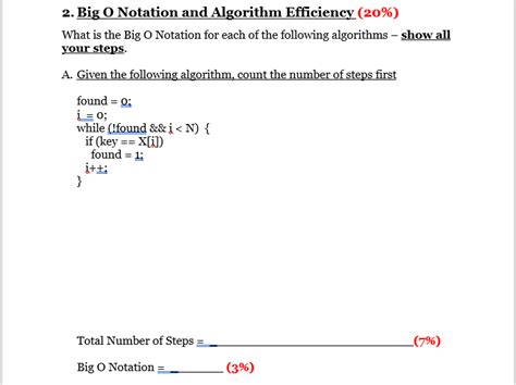 Solved Big O Notation And Algorithm Efficiency What Chegg