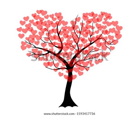 Vector Love Tree Drawing Black Trunk Stock Vector Royalty Free Shutterstock