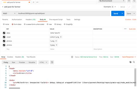 MulterError Unexpected Field Issue Expressjs Multer GitHub