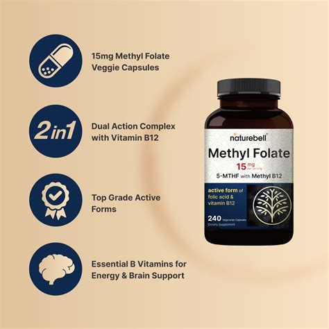 Naturebell L Methylfolate 15mg 5 Mthf With Methyl B12 1 000mcg 240
