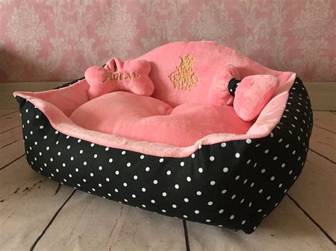 Pink And Black Polka Dot Designer Dog Bed Princess Dog Bed Etsy
