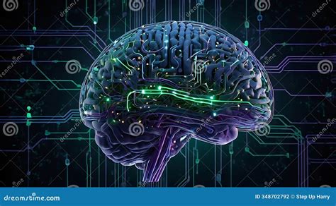 Digital Brain Network Glowing Ai Neural Pathways And Data Streams