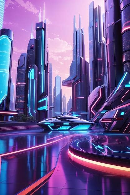 Premium Photo Futuristic Dreamscape Exploring A World Of Gleaming Metal Neon Lights And