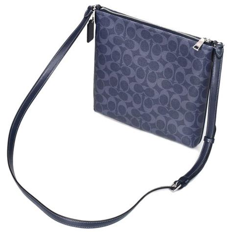 COACH コーチ バッグ コーティングキャンバス レザー シグネチャー ローワン ファイル クロスボディ デニムミッドナイトネイビー