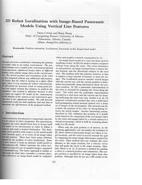 Pdf 2d Robot Localization With Image Based Panoramic Models Using Vertical Line Features