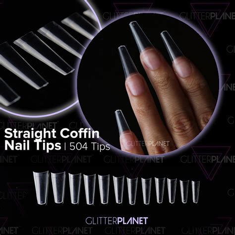 Straight Coffin Nail Tips 504pcs Glitter Planet