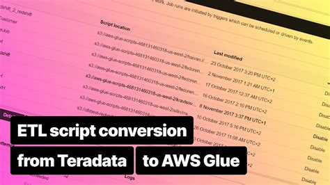 Moving Data From Teradata To Amazon Redshift Using Etl Scripts In Aws