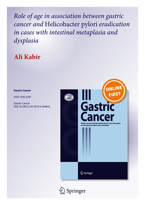 Pdf Role Of Age In Association Between Gastric Cancer And Helicobacter Pylori Eradication In