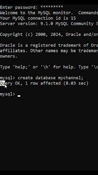 Creating Database Mysql Complete Course 1 Viral Shorts Youtube