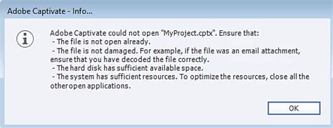 how to recover a corrupted adobe captivate project