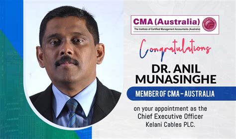 Dr Anil Munasinghe Appointed As The Chief Executive Officer Kelani Cables Plc Academy Of