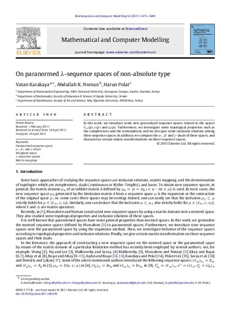 Pdf On Paranormed λ Sequence Spaces Of Non Absolute Type
