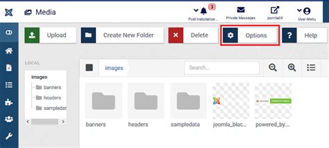 j4 x how to use the new media manager media manager options de joomla