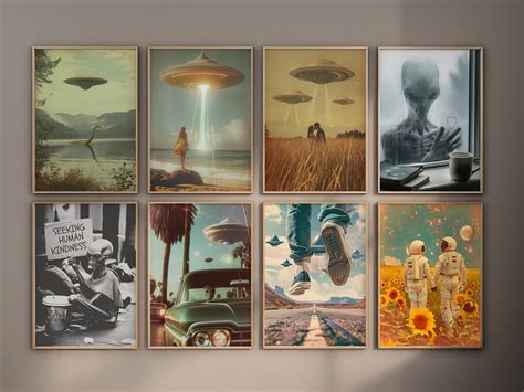 Set Of 100 Ufo Wall Art Ufo Poster Print Alien Wall Art Sci Fi Poster