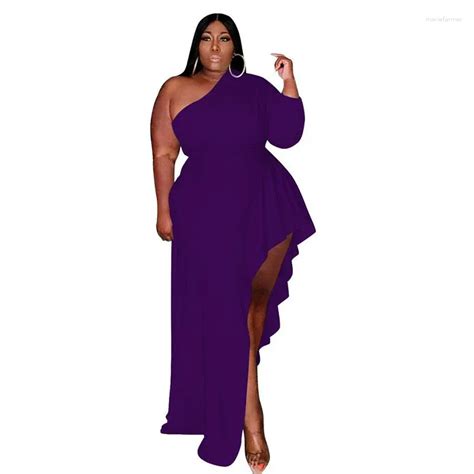 Charming One Shoulder One Shoulder Long Dress For Plus Size Women