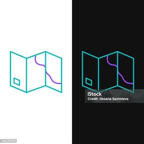 흰색과 검은색 배경에 격리된 라인 접힌 맵 아이콘입니다 다채로운 개요 개념 벡터 거리에 대한 스톡 벡터 아트 및 기타 이미지 거리 관광 내비게이션 Istock