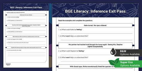 Bge Literacy Inference Exit Pass Teacher Made Twinkl