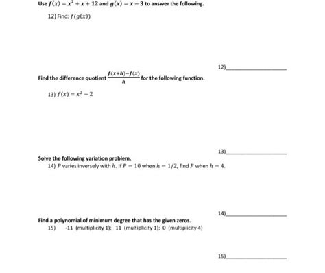 solved use f x x2 x 12 and g x x−3 to answer the