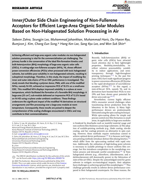 Pdf Innerouter Side Chain Engineering Of Non‐fullerene Acceptors For Efficient Large‐area