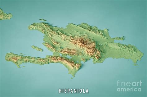 Hispaniola Island Topographic Map 3d Render Color By Frank Ramspott