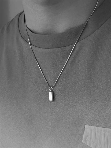 Minimalist Pendant Necklace Mens Silver Necklace Silver Jewelry Fashion Mens Necklace