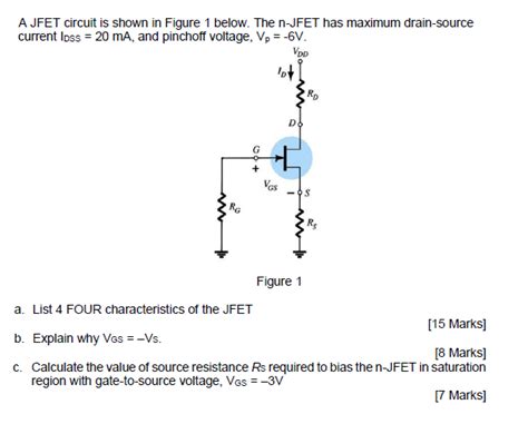 Solved A JFET Circuit Is Shown In Figure Below The Chegg Com