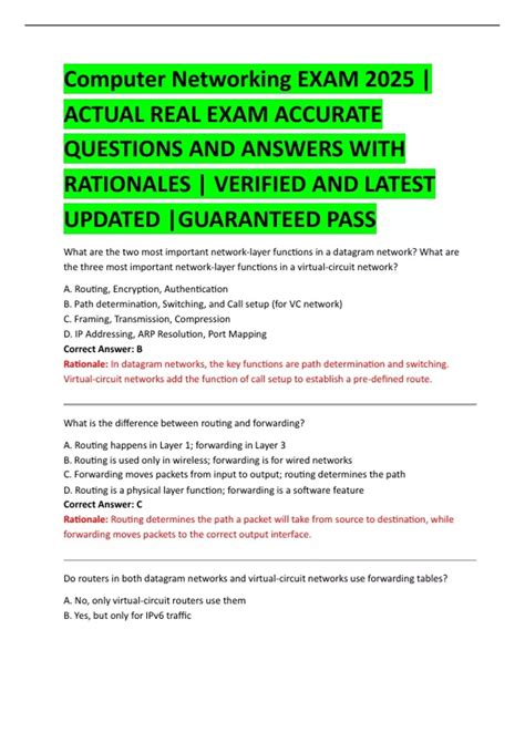 Computer Networking Exam 2025 Actual Real Exam Accurate Questions And Answers With Rationales