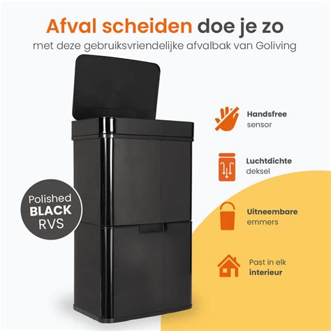 Goliving Automatische Sensor Prullenbak 64 Liter Afvalemmer Keuken