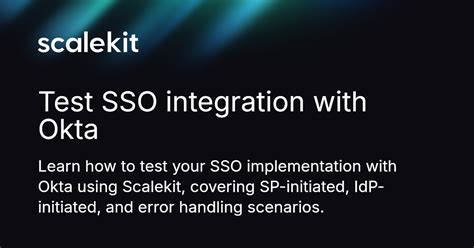 Test Sso Integration With Okta Scalekit Docs