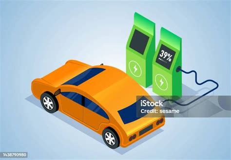현대 재생 에너지 개발 충전 포스트가 있는 전기 자동차 충전되는 전기 자동차 개념에 대한 스톡 벡터 아트 및 기타 이미지 개념 경제 고층 건물 Istock