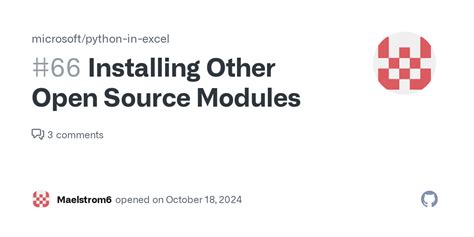 Installing Other Open Source Modules · Issue 66 · Microsoftpython In Excel · Github