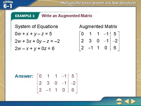 Lesson 6 1 Multivariable Linear Systems And Row