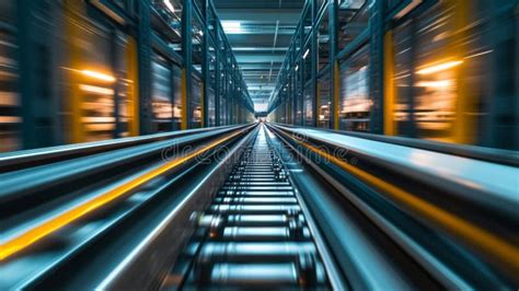 Automated Conveyor System In Modern Warehouse Stock Illustration Illustration Of Industrial