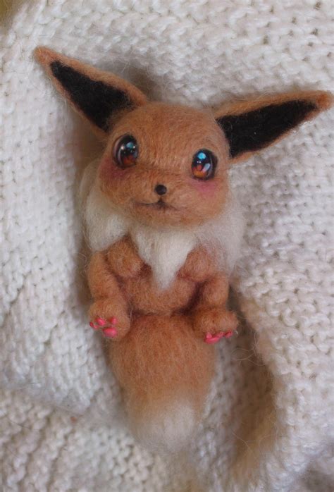 Cute Eevee Pokémon Kawaii Chibi Belly Up Eevee Needle Felted Etsy