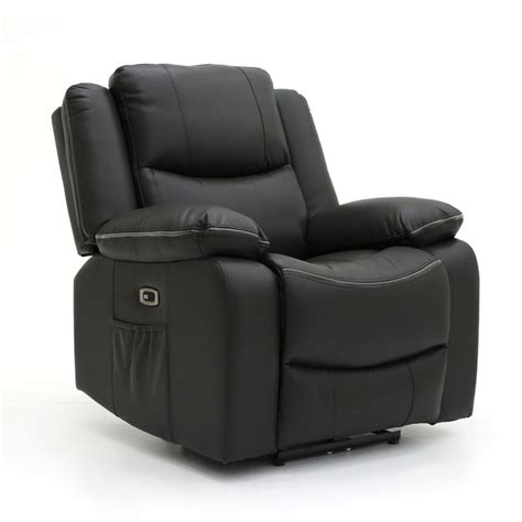 Vortex Black Leather Electric Recliner Armchair Top Quality Furniture