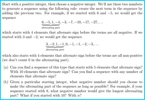 Solved Start With A Positive Integer Then Choose A Negative