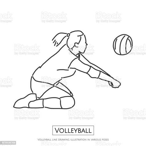 다양 한 포즈 라인 드로잉 벡터 일러스트 그래픽 디자인에서에서 배구 라인 드로잉 그림 배구에 대한 스톡 벡터 아트 및 기타 이미지 배구 여자 Championship