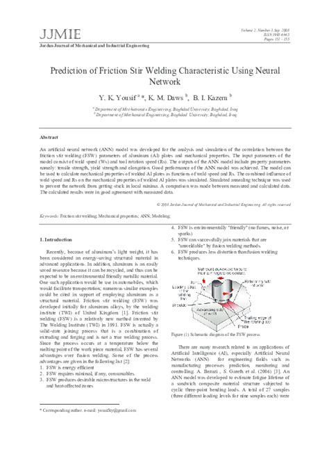 Pdf Prediction Of Friction Stir Welding Characteristic Using Neural