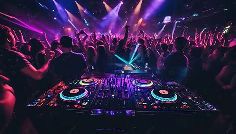 Dj 晚上在夜總會派對上演奏和混合音樂 聚会人群 技术音乐 舞蹈舞台背景圖片和桌布免費下載