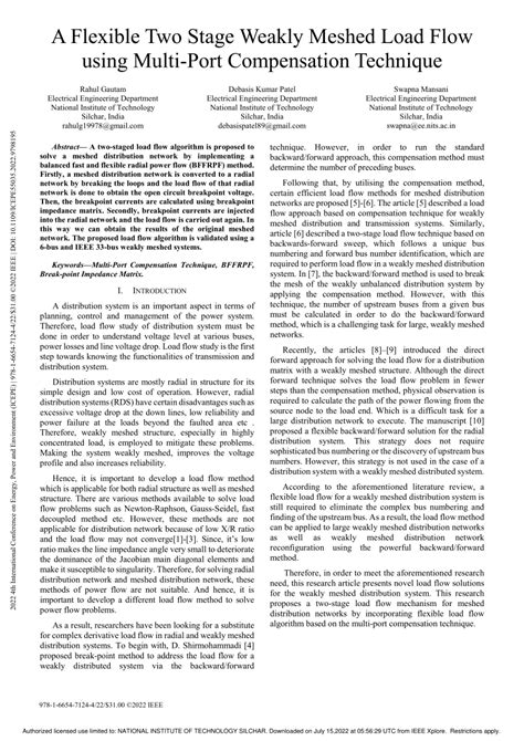 Pdf A Flexible Two Stage Weakly Meshed Load Flow Using Multi Port Compensation Technique