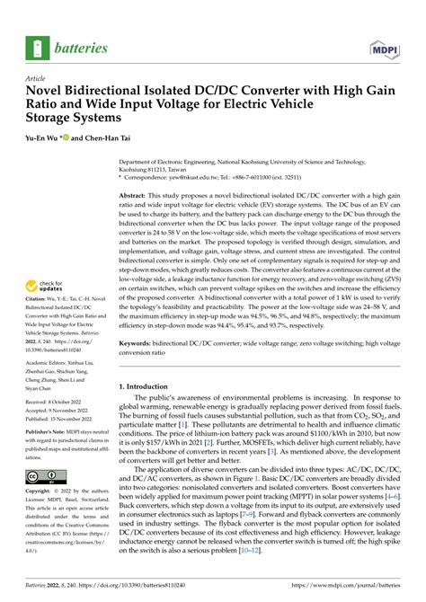 Pdf Novel Bidirectional Isolated Dcdc Converter With High Gain Ratio