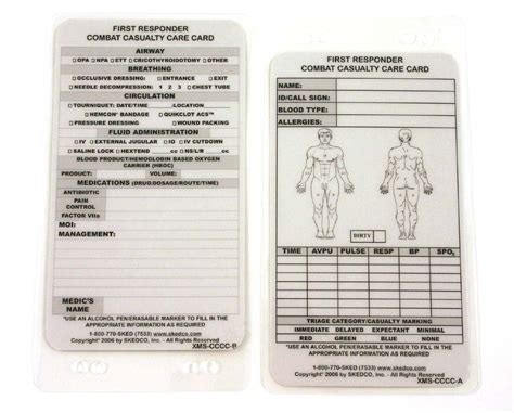 Xms First Responder Combat Casualty Care Card Armed Forces Supply