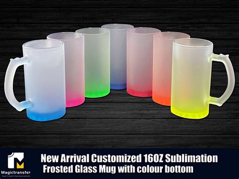 New Arrival Customized 16oz Sublimation Frosted Glass Mug With Colour