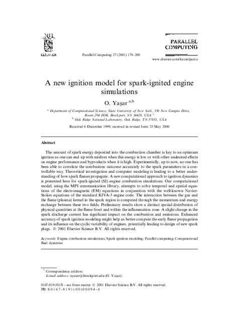 Pdf A New Ignition Model For Spark Ignited Engine Simulations