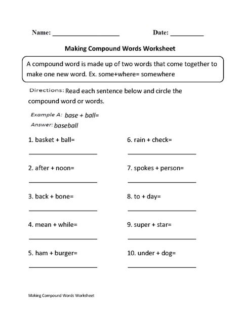 English Worksheets For Grade 5 Compound Words Amber Mcleans English