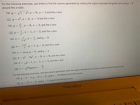 Solved For The Following Exercises Use Shells To Find The Chegg Com