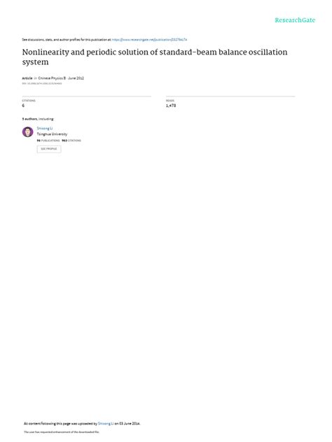 Nonlinearity And Periodic Solution Of Standard Beam Balance Oscillation System Pdf