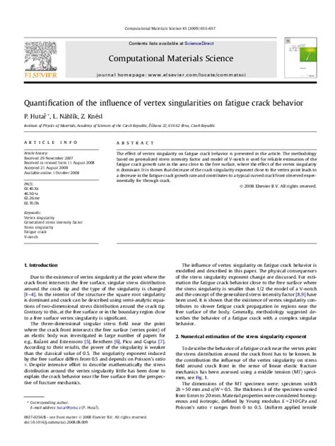 Pdf Quantification Of The Influence Of Vertex Singularities On Fatigue Crack Behavior